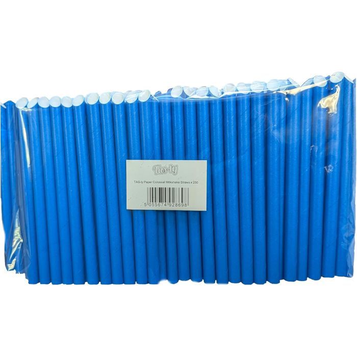Tas-ty paper milkshake straws (3000 in a box) Blue coloured straws