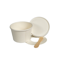 TAS-TY White Paper Ice Cream Tubs 3 oz (85 ML) with Lids and Wooden ...
